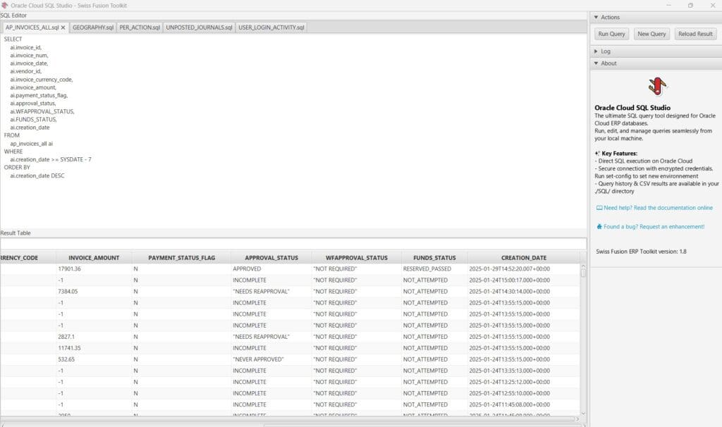 Run Quick SQL Queries on Oracle Cloud ERP with SQL Studio Tool